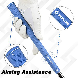 SAPLIZE Rubber Golf Grips, 13 Grips with Complete Regripping Kit, Standard Size, Golf Club Grip, Blue