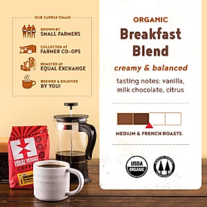 Equal Exchange Organic Ground Coffee, Breakfast Blend, 12 Ounce (Pack of 3)