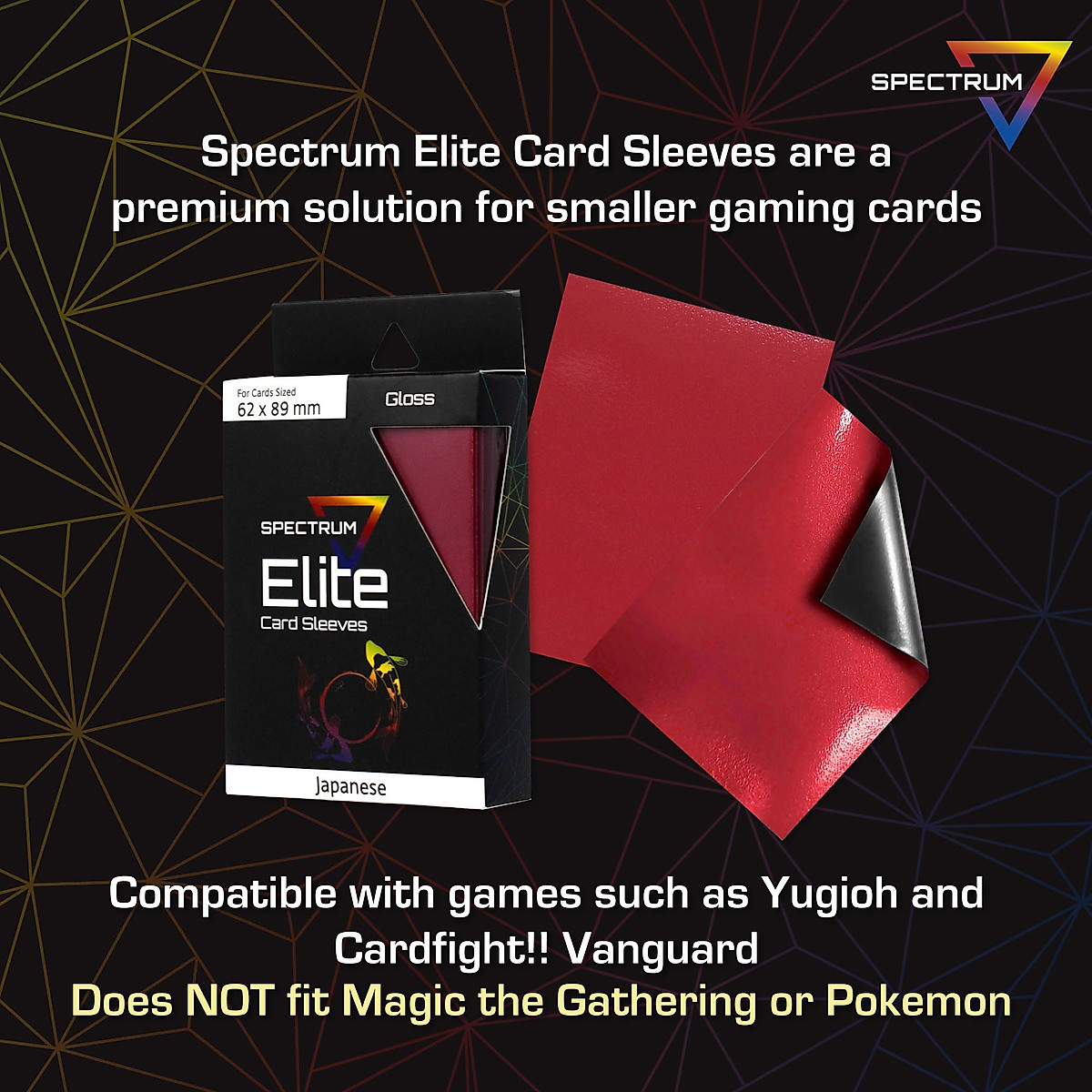 BCW Spectrum Elite Deck Guard Small Card Sleeves | Yugioh Card Sleeves | Red - 60 Sleeves | Protective Sleeves for Small Trading Cards (Not for MTG or Pokemon) | Durable and Sleek