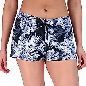 ZeroXposur Womens Swim Shorts with Liner – Quick-Dry Swim Shorts for Women - Adjustable Stretch Waistband and Back Pocket (Storm, Large)