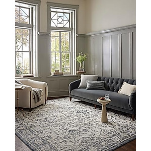 Loloi Magnolia Home by Joanna Gaines x Gigi Ivory/Blue 9'-2" x 13' Area Rug