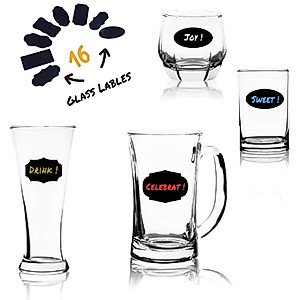 Wine Glass Markers, Pack of 10 By Vaci + Stencils + Glass Lables, Metallic Color Pens Drink Markers, Personalize your Drink, Washable Wine Accessories Gift