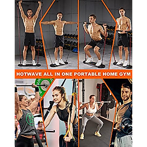 HOTWAVE Portable Exercise Equipment with 16 Gym Accessories.20 in 1 Push Up Board Fitness,Resistance Bands with Ab Roller Wheel,Full Body Workout at Home,Patent Pending