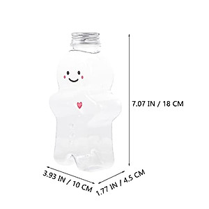 NUOBESTY Christmas Bottles Gingerbread Man Juices Bottle with Hat and Scarf Decor, Plastic Water Bottle Empty Milk Bottles Drink Containers for Juice, Drinking Christmas Party Favors