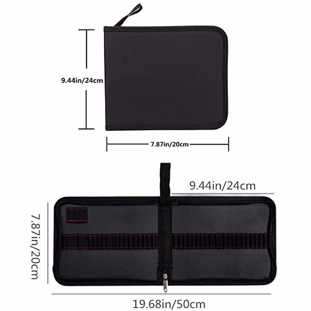 Foldable 36 Slots Zipper Pencil Case Artist Pencil Bag Large Capacity with Handle Strap Crayon,Colored Gel Pen Organizer Stationary Case Portable for Student & Artist