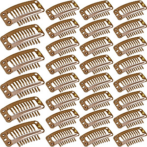 WILLBOND 30 Pieces 32 mm 9-teeth Hair Extension Clips (Light Brown) for Women Hair Extensions DIY