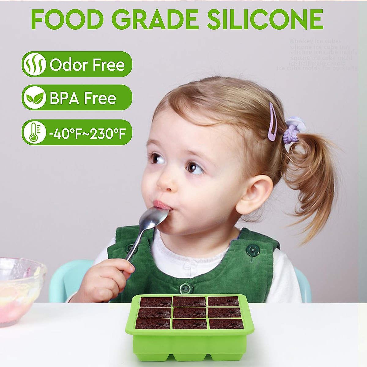 Aibirui Ice Cube Tray with Lid (9X2 Pcs), Small Ice Cube Trays, Silicone Ice Cube Trays for Freezer, Mini Square Ice Cube Mold for Ice Coffee, Drinks, Whiskey, Cocktail, Bourbon, Baby Food