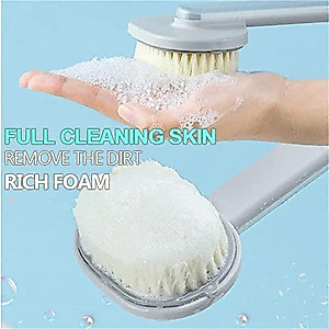 VEFSU Long Handle Liquid Bath Brush Multifunctional Detachable Back Body Bath Shower Sponge Scrubber Brushes with Handle Massager Exfoliating Body Brush for Hair (Green, One Size)