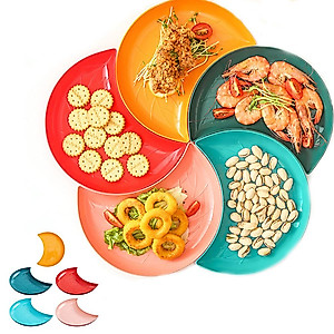 Hemoton 5PCS Food Serving Dishes Moon Shaped Appetizer Plates Dessert Trays Dessert Platters Decorative Dinner Plates Serving Tray for Snack/Fruit/Dessert/Appetizer/Salad/Sauce