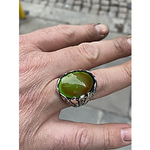 Handmade Ring, Silver Oval Sense Stone Ring, Color Changing Ring, Color by Temperature Mood Charm, 925k Sterling Silver Ring