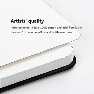 Paul Rubens Watercolor Paper Block, Premium Leather Cover Artist Quality Hot Pressed Paper for Watercolors and Wet Media Block, 100 Percent Cotton, 7.68 x 5.31 inches, 140lb, 20 Sheets (Black)