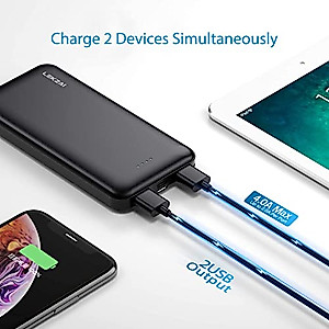 Lekzai 2-Pack 10,000mAh Portable Charger with USB-C (Input Only), Dual USB Output Power Bank Slim Battery Pack Compatible with iPhone Samsung Galaxy and More