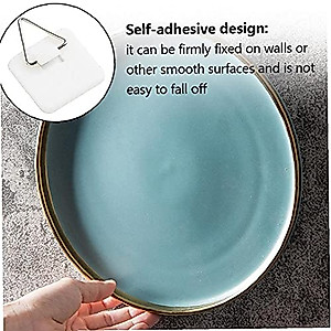 Invisible Adhesive Plate Hanger Set, 50Pieces Adhesive Hang Tabs Plate Hangers Vertical Plate Holders for The Wall Small