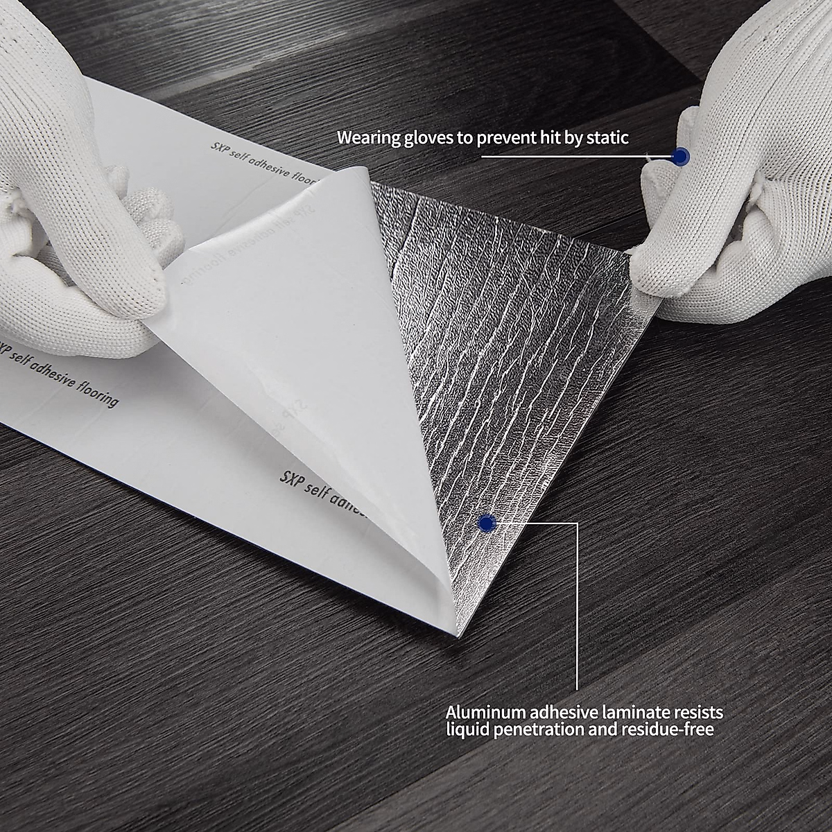 Peel and Stick Floor Tiles Vinyl Flooring Planks, 24 Sheets 36 Sq.Ft Black Adhesive Wood Plank, Thin Design