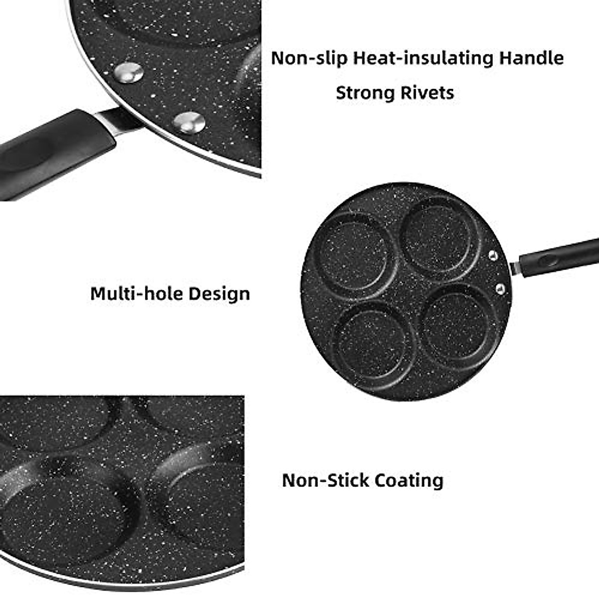 Egg Frying Pan, 4 Cups Household Aluminum Non Stick Breakfast Fried Egg Cooker, Swedish Pancake, Plett, Crepe Pan for Gas Stove, 9.6 in