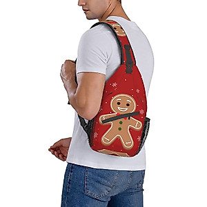 Mvirnsw Christmas Gingerbread Funny Sling Bag Crossbody Backpack Hiking Travel Daypack Chest Bag Lightweight Shoulder Bag For Women Men