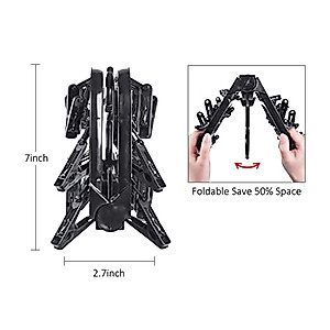 Annaklin Foldable Clip Hangers with 26 Drying Clips, Underwear Hanger with Clips, Plastic Laundry Clip and Drip Drying Hanger for Socks, Bras, Lingerie, Clothes, Sturdy, Black