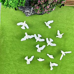 CWBPING 24pcs Plastic Birds Small Figure Toy Dove Bird of Peace 1:25 Scale G Model Train Railway Modeling