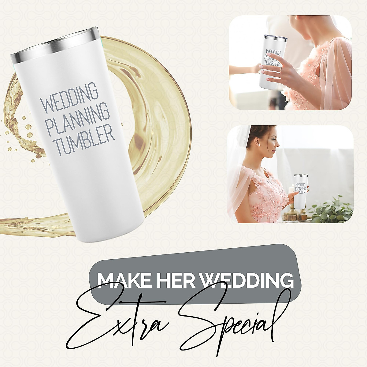 Your Dream Party Shop Wedding Planning Tumbler, 22oz - Future Mrs. Wine Cup with Lid and Straw, Perfect Engagement Gift for Bride-to-Be - Wedding Planning Gifts for Bride