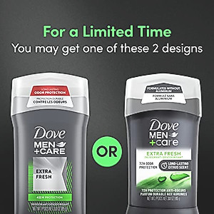 Dove Men+Care Deodorant Stick Aluminum free with 48-Hour Protection Extra Fresh Deodorant for men with Vitamin E and Triple Action Moisturizer 3 Ounce (Pack of 4), Packaging May Vary