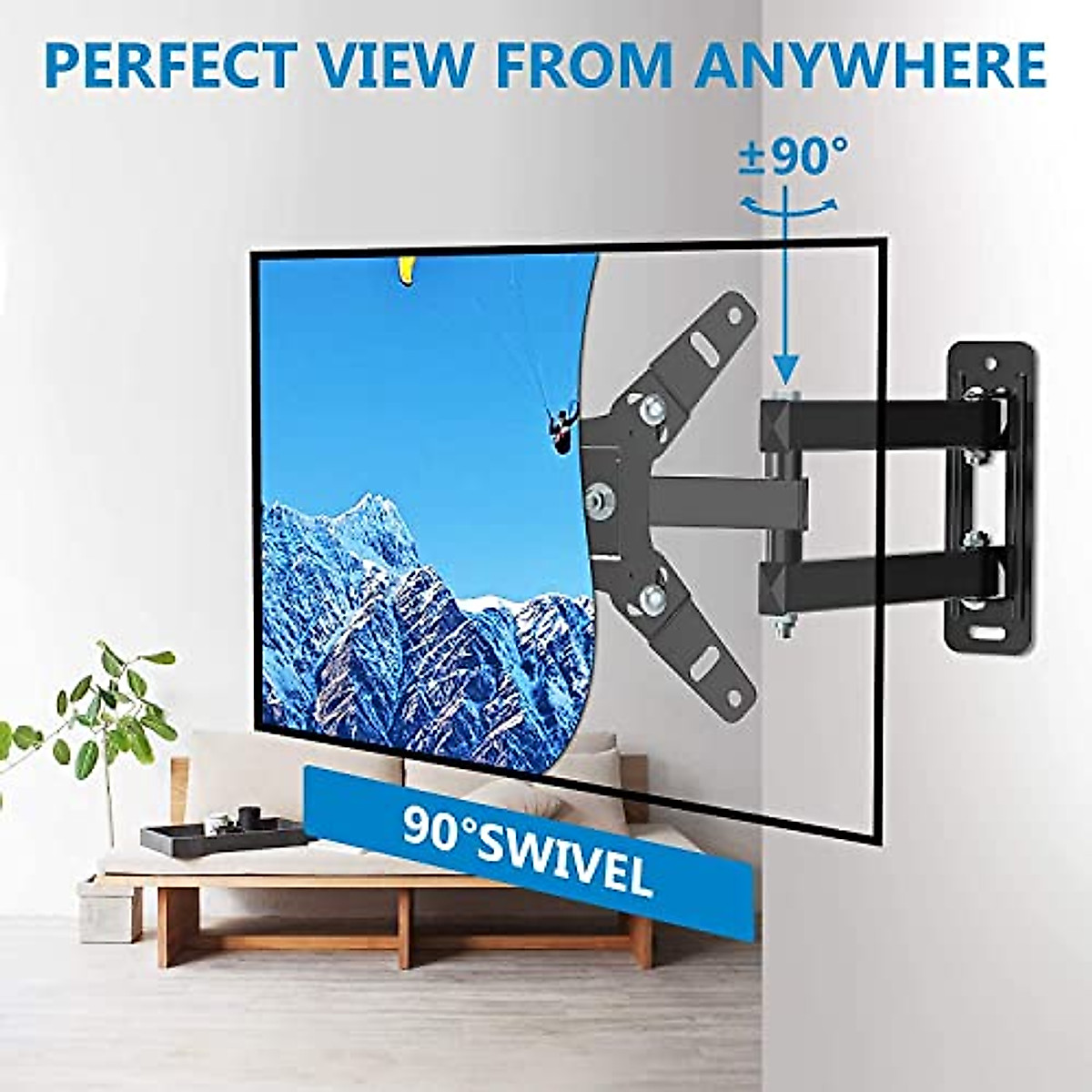 Full Motion TV Wall Mount TV Bracket with 360°Rotation, JUSTSTONE Swivel Tilt Extension TV Mount Fits Most 13-45 Inch TVs & Monitors, Max VESA 200x200mm, Holds up to 55lbs/25kg