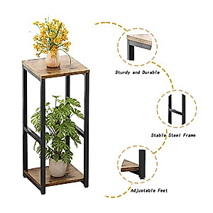 YIZAIJIA Plant Stand Indoor Corner Tall 2 Tier Metal Modern Flower Storage Plant Shelf Holder for Living Room Balcony Garden,Black (2 Tier-Black)