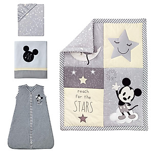 Lambs & Ivy Mickey Mouse 4Piece Crib Bedding Set, Gray