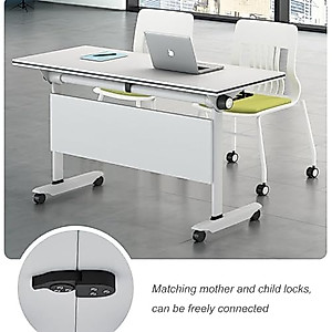 Folding Conference Table, Flip Top Mobile Training Table with Modesty,Storage Layer and Lockable Wheels,Wood Tabletop, Metal Frame (Color : A, Size : 120 * 60 * 75cm)