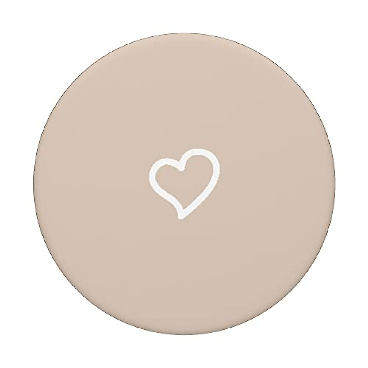 White Hand Drawn Minimalist Heart in Tan Sand Beige PopSockets Swappable PopGrip