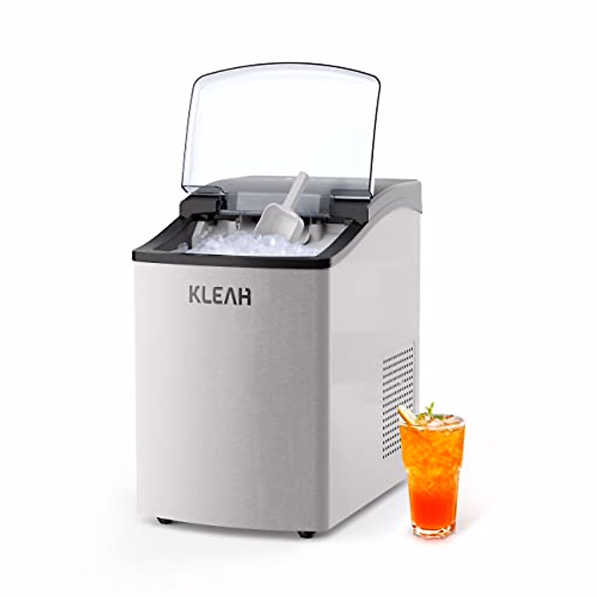 Nugget Ice Maker Countertop, 40lbs/Day, Pebble Ice Maker Machine with Ice Scoop and Basket, Self-Cleaning, Auto Water Refill, Touch Button, Ice Coffee and Cocktails for Indoor/Outdoor