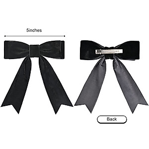 2PCS 5" Velvet Black Hair Bows Girls Hair Clips Ponytail Holder Accessories for Girls Toddlers