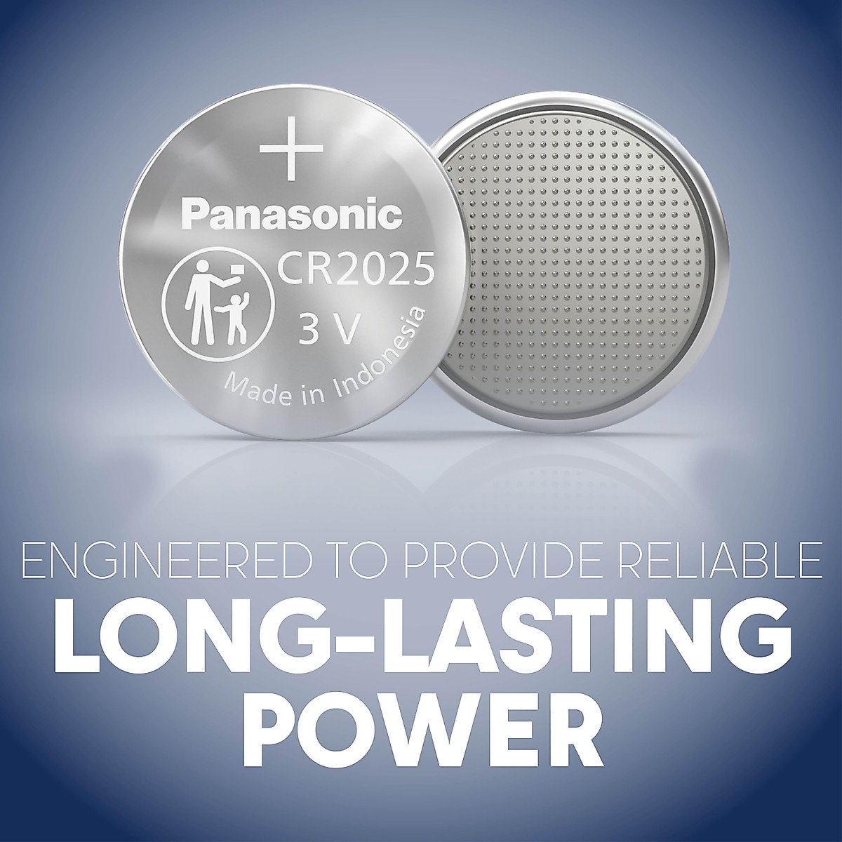Panasonic CR2025 3.0 Volt Long Lasting Lithium Coin Cell Batteries in Child Resistant, Standards Based Packaging, 4-Battery Pack