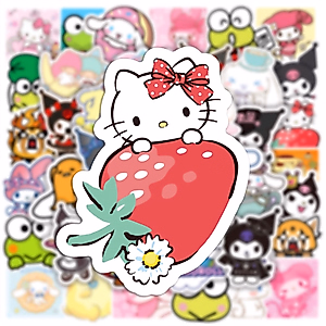 50 PCS Japanese Cartoon Stickers, Kawaii Anime Stickers Vinyl Waterproof Stickers for Laptop Water Bottle Skateboard Cars Bumper Sticker Decals for Kids Teens Girls Adults