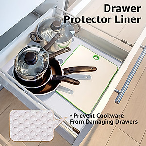 PABUSIOR Shelf Liners White Drawer Liner 14 inch Wide - Non-Adhesive, Waterproof, Kitchen Cabinets Liners for Pantry,Cupboard, (14 x 96 Inch)