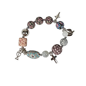 Story of Jesus Christ Clay Floral One Size Adult's Stretch Fashion Bracelet