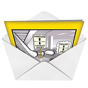 NobleWorks 8363 Heaven Hell Hilariousous Birthday Paper Card with Envelope