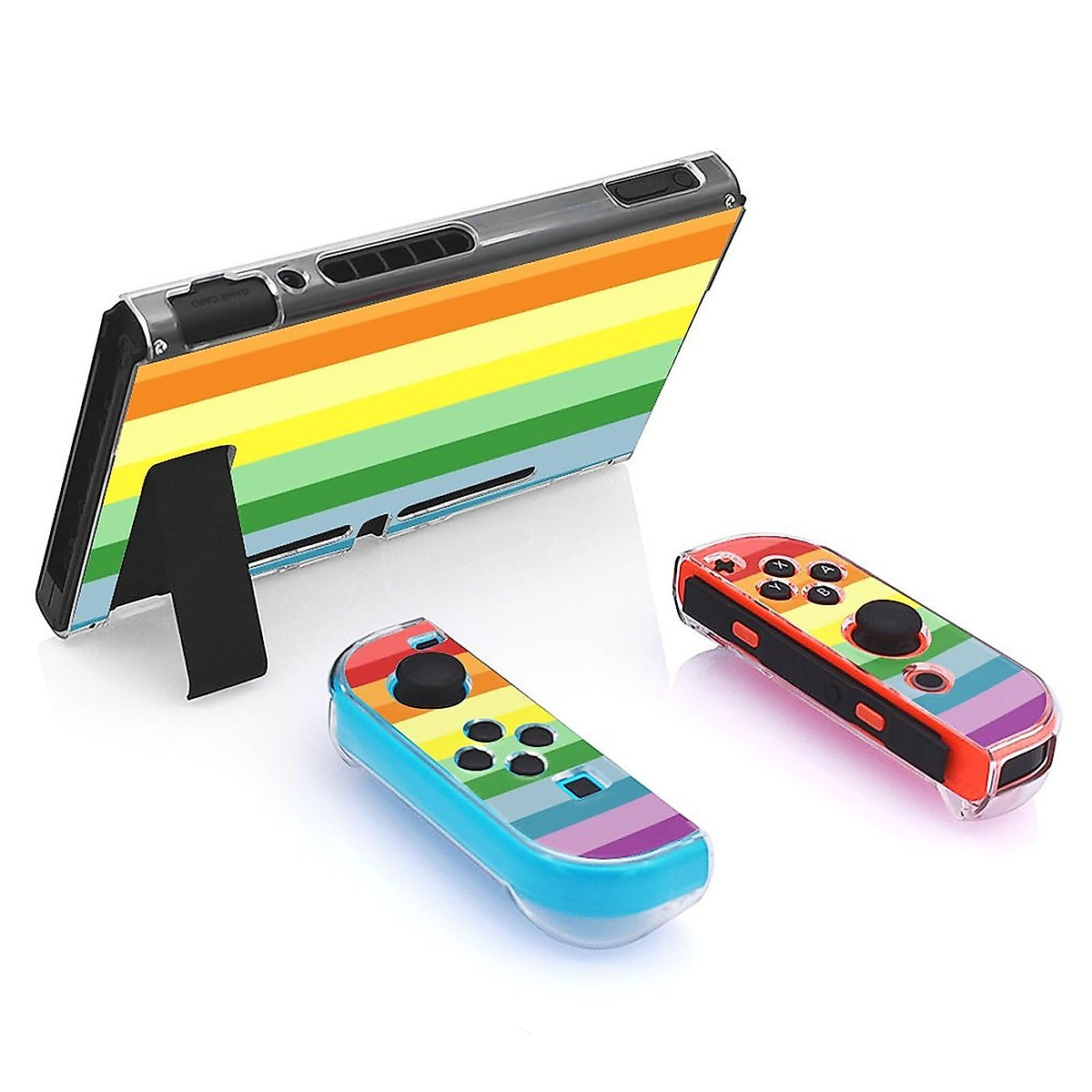 Gay Pride LGBT Rainbow Printed Protective Case Cover Compatible with Switch Game Console Controller with Holder Stand