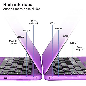 AWOW Touchscreen Laptop with Stylus, 2 in 1 11.6" FHD Purple Intel 4 Core Celeron N4120 Processor Windows 11 OS 6GB RAM 256GB M.2 SSD Storage Kids Convertible Laptop