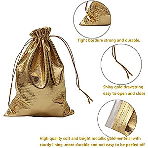 BEAVOING Pack of 50 3.54"x 4.72" Heavy Duty Gold Drawstring Organza Jewelry Pouches Wedding Party Christmas Favor Gift Candy Chocolate Bags (Gold, 3.54x4.72)