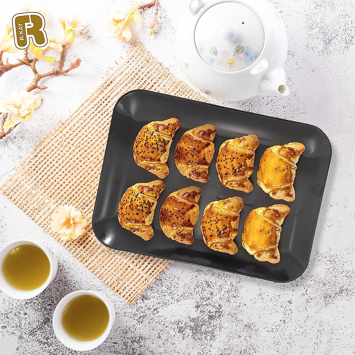 3 Pack Black Plastic Serving Tray for Party - Black Serving Tray 8 by 11 Inch - Dessert Trays for Food - Party Serving Trays for Entertaining - Premium Party Trays - Black Serving Platters