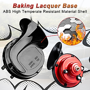 Ouffun Super Loud Waterproof Dual Horns, 12V 300DB, Universal Fit Kit for Cars, Motorcycles, Trucks, Trains & Boats (2 PCS)