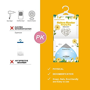 CANAGER Hanging Moisture Absorber, Fresh Scent Moistureproof Desiccant Hanging Bag，Dehumidifier Bag (8 packs) Hanging Closet Dehumidifier Bags, Moisture Absorb 12.5 oz