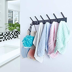 WEBI Coat Rack Wall Mounted,17-1/8 Inch Coat Hooks for Hanging Coats,Heavy Duty Metal Hook Rack Rail with 6 Double Dual Hooks Coat Hanger Wall Mount for Purse Clothes Jacket Backpack Entryway,Black