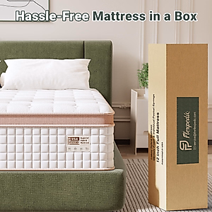 King Mattress 14 Inch - Superior Hybrid Mattress In a Box for Back & Lumbar Support, 100 Night Trial, Individual Pocket Spring Bed for Motion Isolation & Pressure Relief, CertiPUR-US Certified