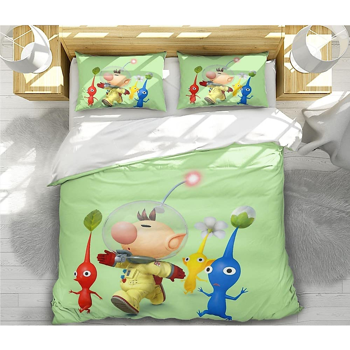 AKARDO Pik Garden Elf Game Duvet Cover Soft 3D Printed Bedding Set with Comforter Cover 3 Piece Set Includes 2 Pillowcases and 1 Duvet Cover Machine Washable (12,King (104"x90"))