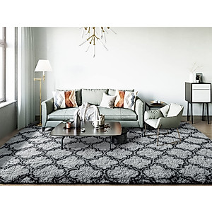 Keeko 6x9 Large Living Room Area Rug, Beige and Brown Fluffy Fuzzy Rug Rugs for Living Room Bedroom Modern Indoor Carpet Geometric Shaggy Area Rug for Nursery Kids Farmhouse Dorm Classroom Decor