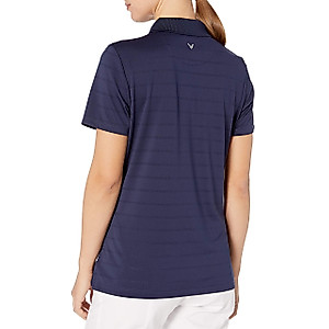 Callaway Women's Golf Short Sleeve Pique Open Mesh Polo Shirt, Peacoat, Medium