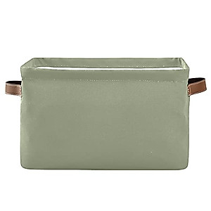 xigua Sage Green Solid Color Storage Basket Durable Canvas Storage Bins with Handles Large Collapsible Storage Bins Boxes for Shelves,Home Office,Toys,Closet & Laundry- 1PCS