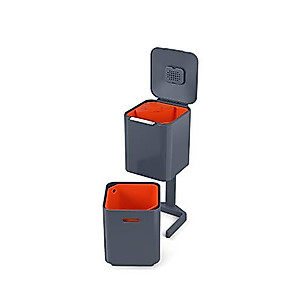 Joseph Joseph Intelligent Totem Compact Waste Separation & Recycling Unit-Graphite, 40 Liter/10.6 Gallon