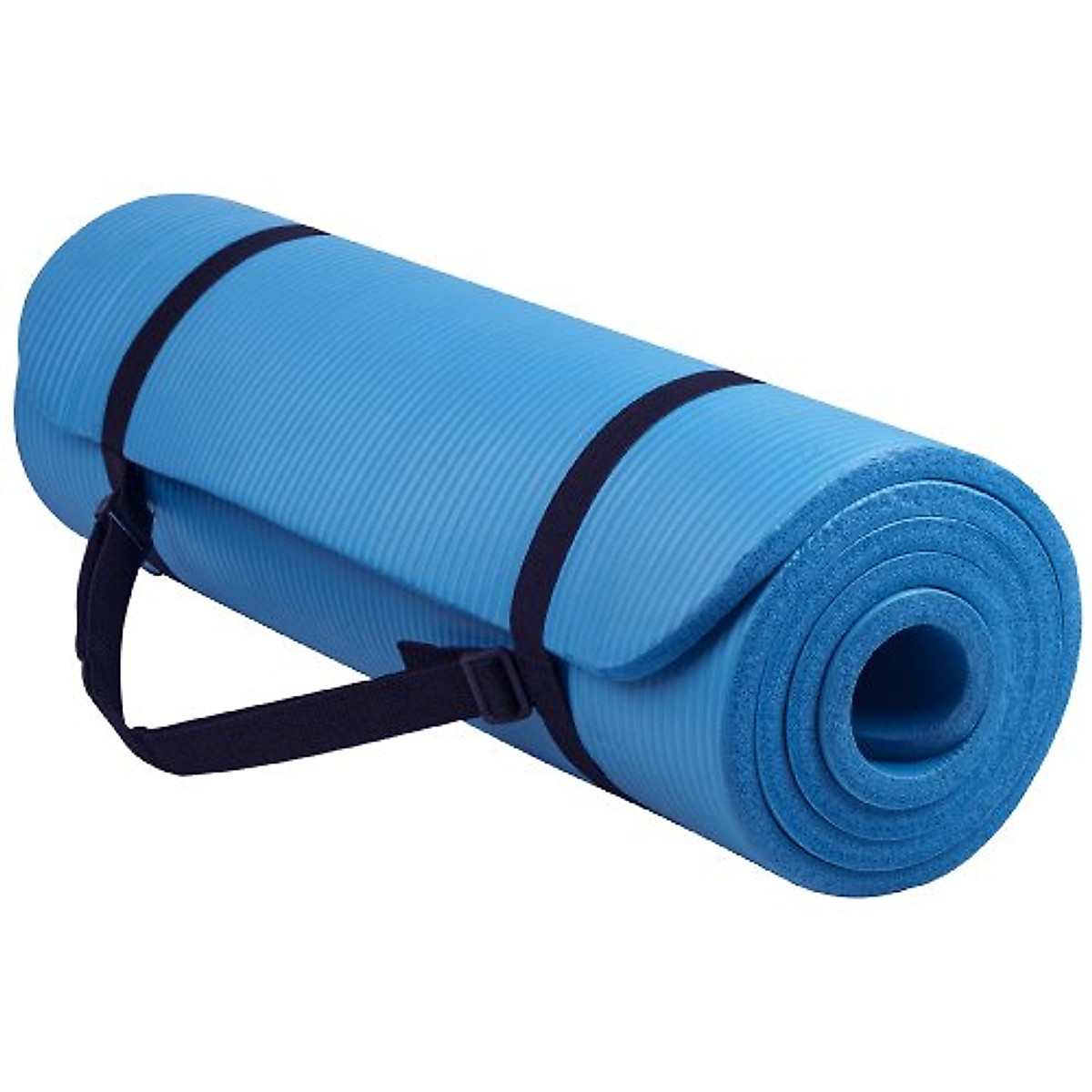 Signature Fitness All Purpose 1/2-Inch Extra Thick High Density Anti-Tear Exercise Yoga Mat with Carrying Strap, Blue